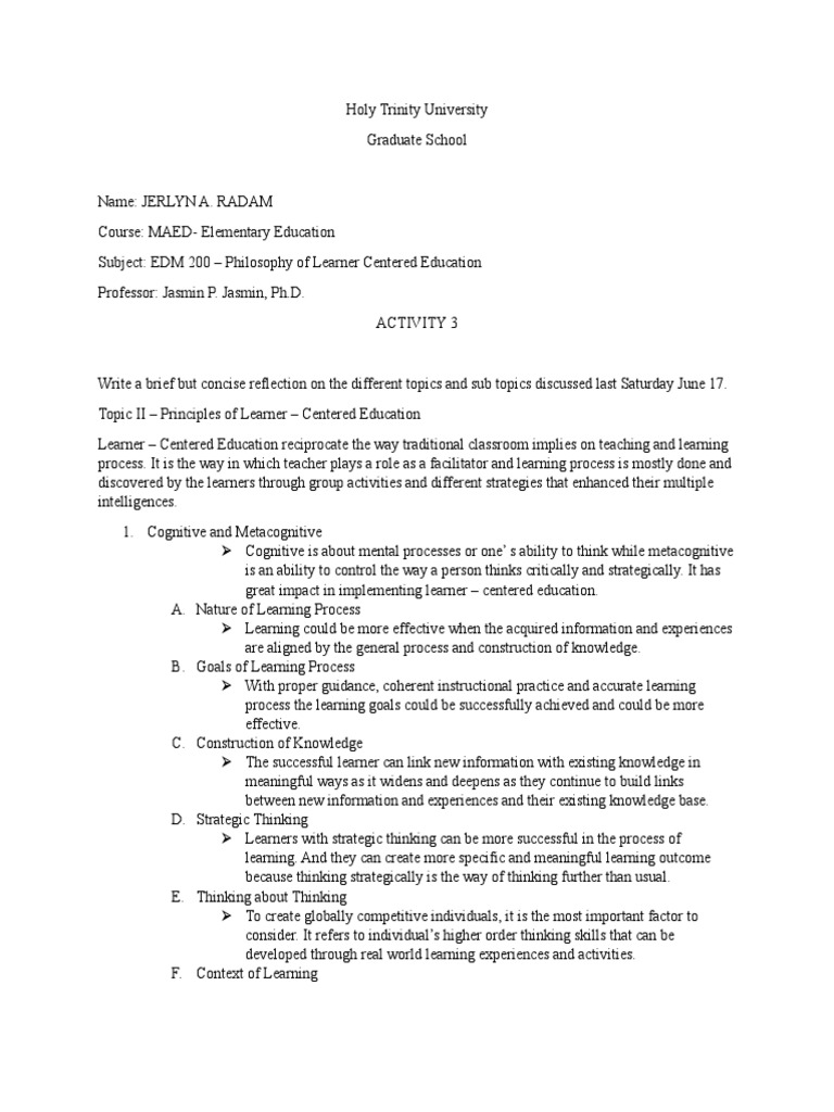 Activity-3-EDM-200-Jerlyn Radam | PDF | Learning | Motivational