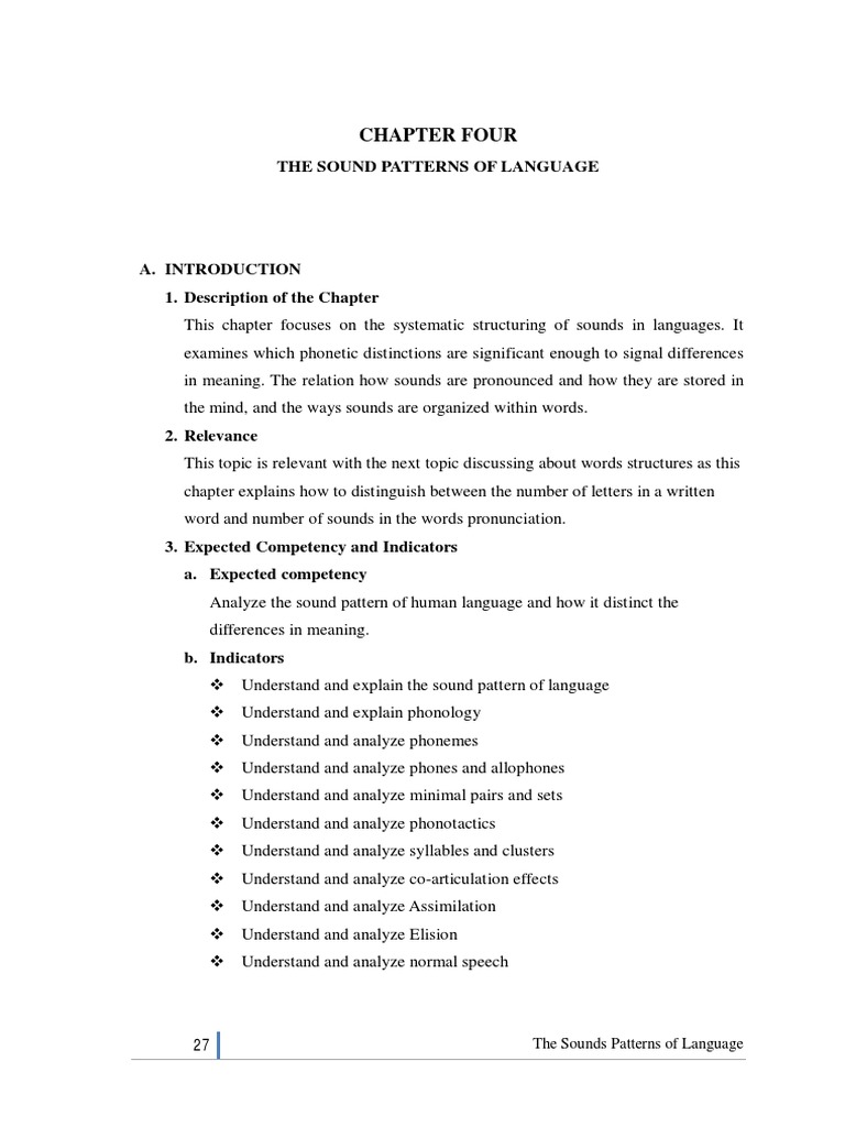 Intro To Ling 4 - The Sound Pattern of Language | PDF | Syllable | Phoneme