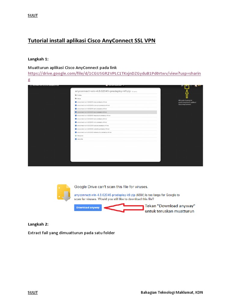 Tutorial Install Aplikasi Cisco AnyConnect SSL VPN | PDF