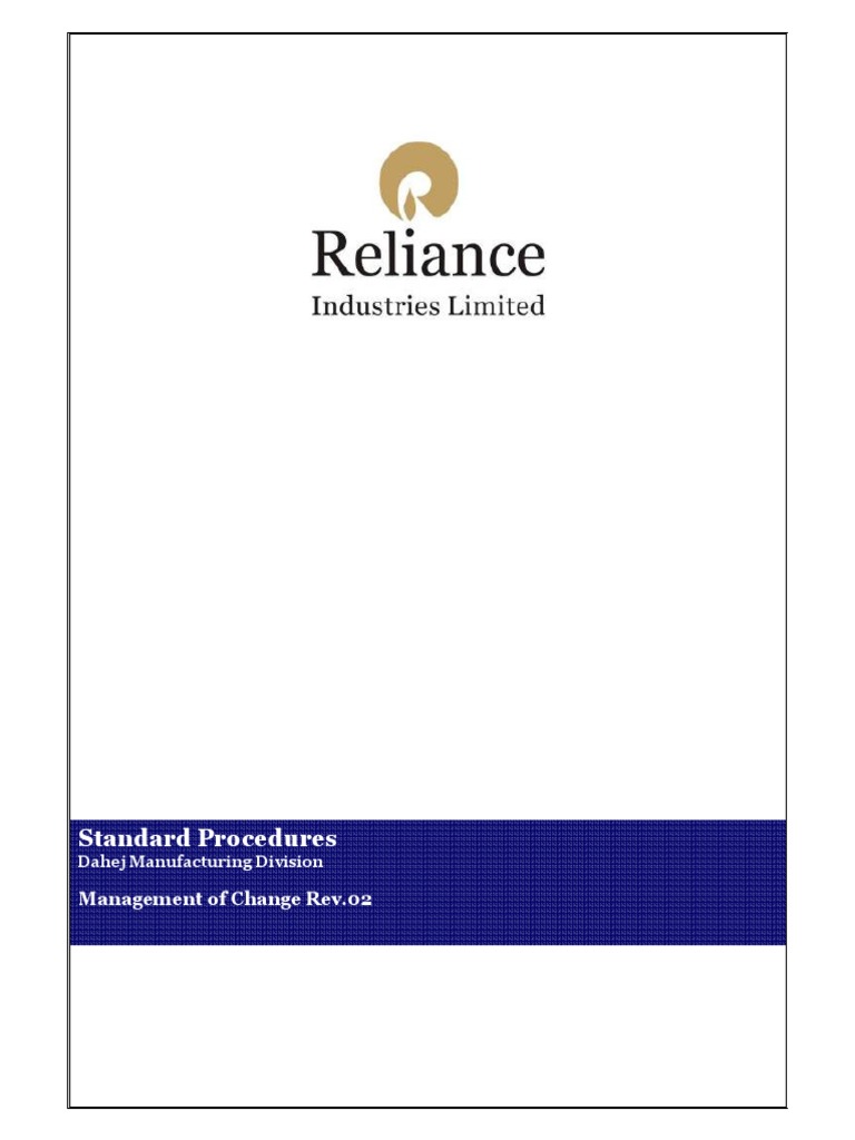 Management of Change Procedure - Rev02 | PDF | Reliability Engineering ...