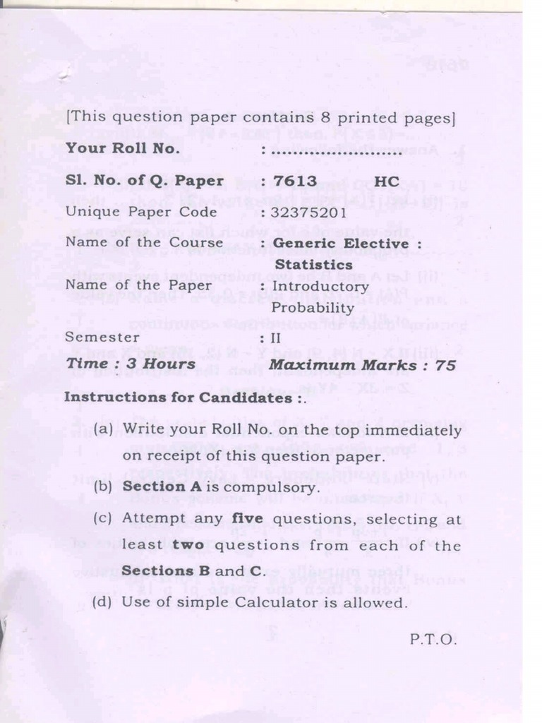II Sem Stats Ge. Paras | PDF
