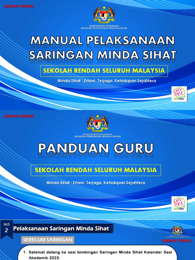 Manual Pelaksanaan Saringan Minda Sihat Sekolah Rendah 2023 | PDF | Pengembangan Diri