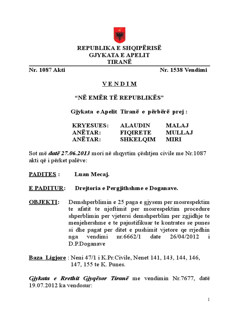 1379586998-A.M, Vendim Civil, Luan Mecaj | PDF