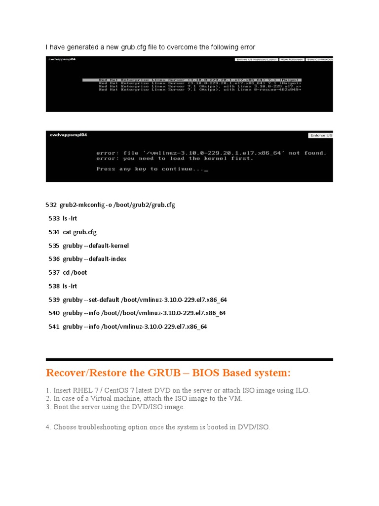 How To Create New Grub File in Rhel 7 | PDF