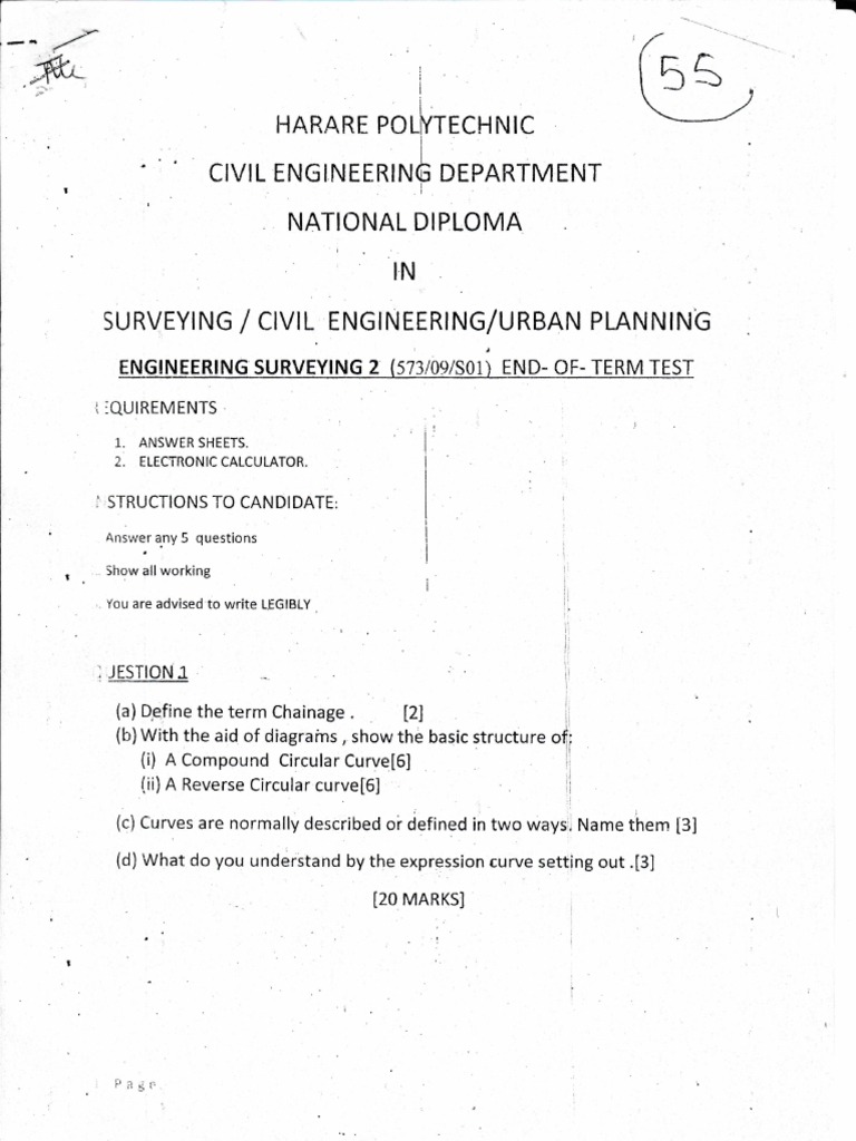 National Diploma in Surveying Exam Guide | PDF | Surveying | Tangent