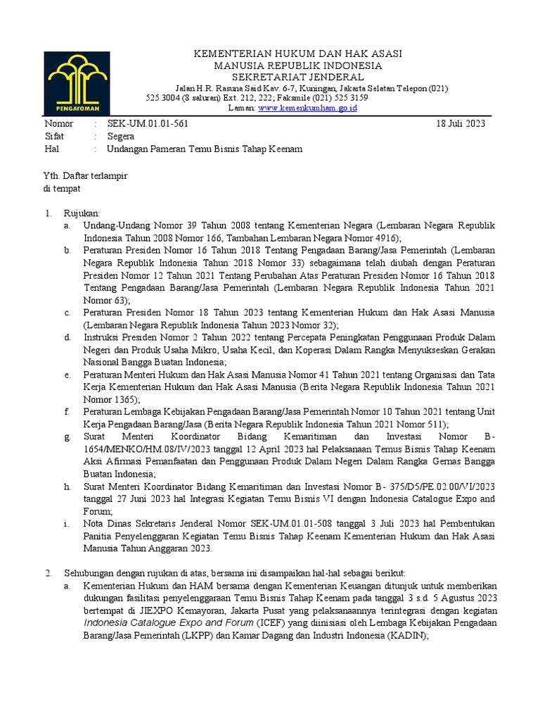 Undangan Pameran Temu Bisnis VI 2023 | PDF