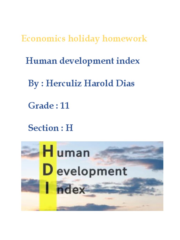 Economic Holiday Homework | PDF | Human Development Index | Gross ...