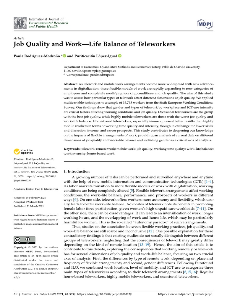 Ijerph 18 03239 Pdf Analysis Of Variance Well Being