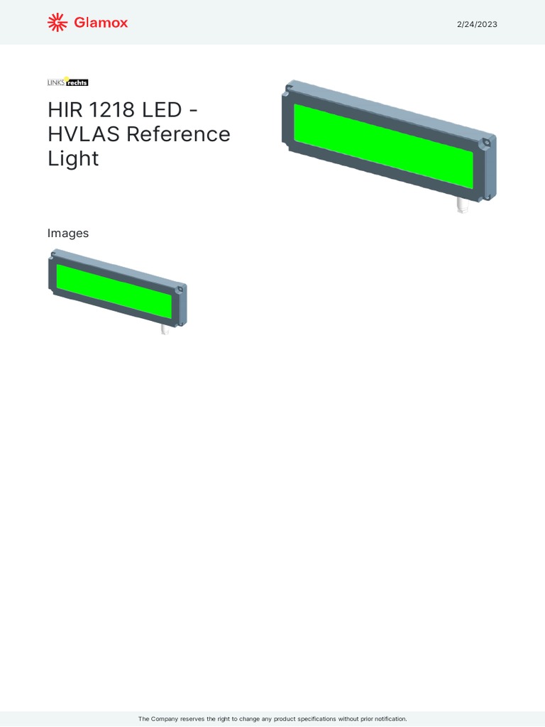 HIR 1218 LED - HVLAS Reference Light | PDF | Technology & Engineering