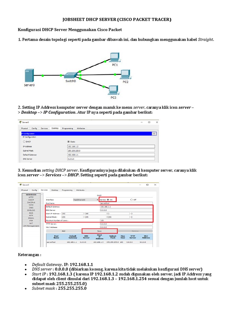 Jobsheet DHCP Server | PDF | Pengelolaan Keuangan & Uang | Komputer