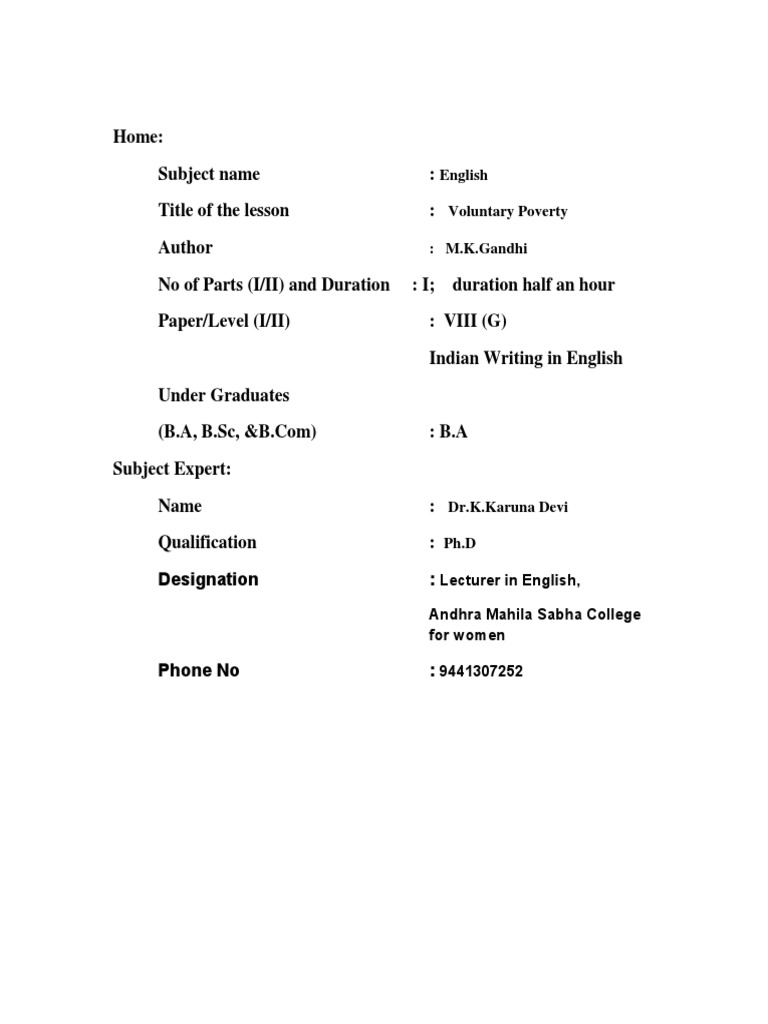 Voluntary Poverty Mohandas Karamchand Gandhi200225111102020202 | PDF ...