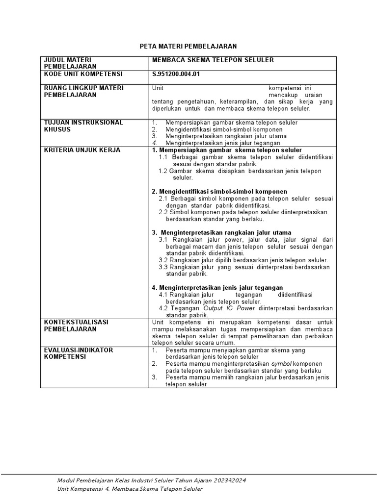 Unit Kompetensi 4. Membaca Skema Telepon Seluler | PDF