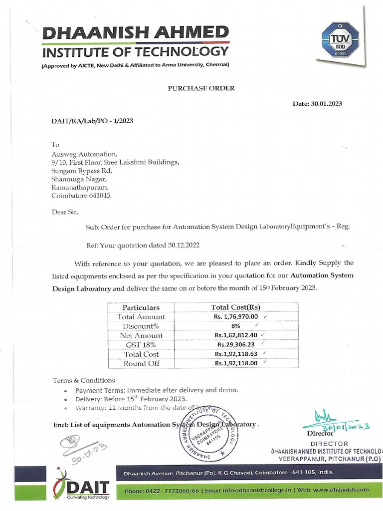 Automation Lab PO Signed Copy 23 | PDF