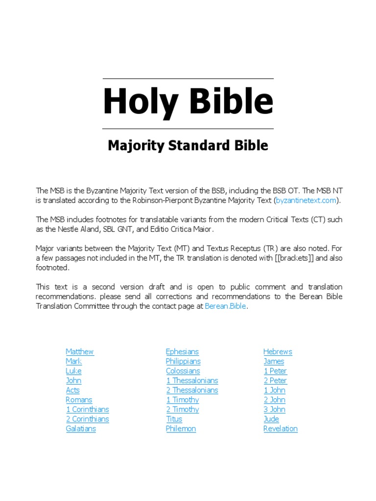 Majority Standard Bible Overview | PDF | Ham (Son Of Noah) | Noah's Ark