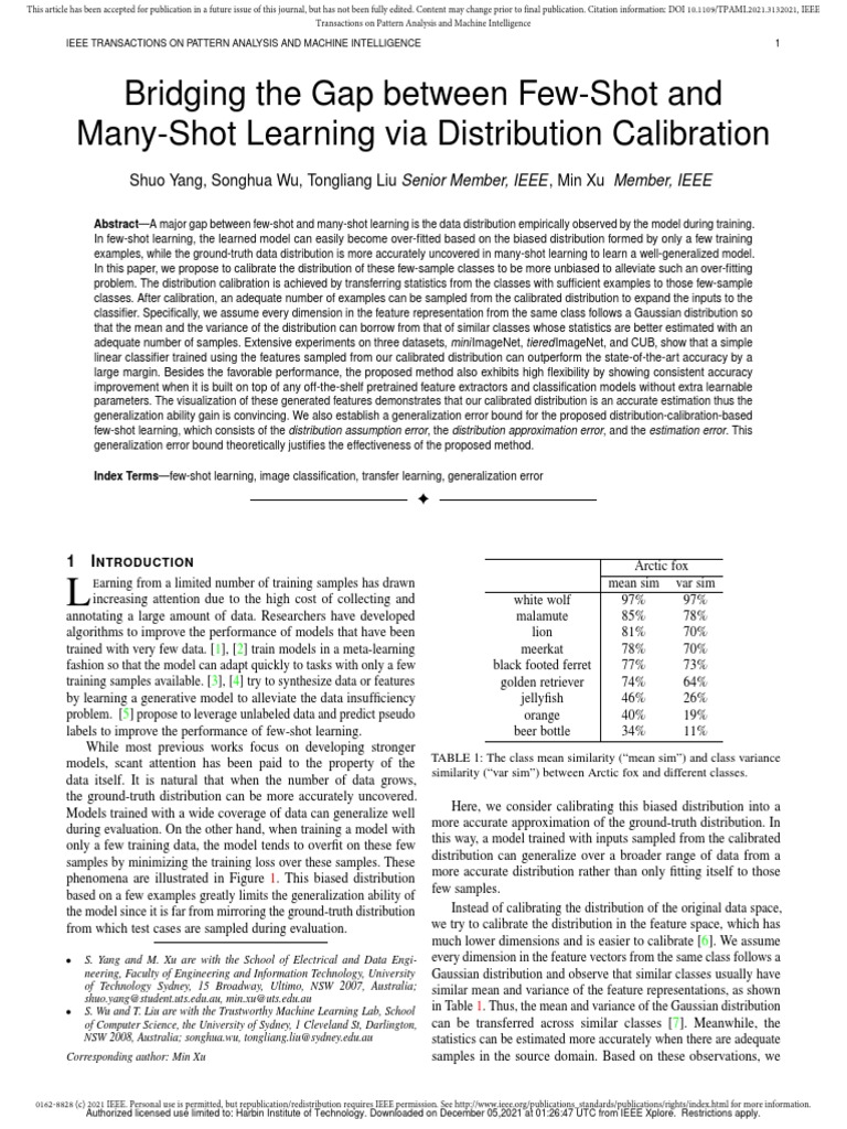 Bridging The Gap Between Few-Shot and Many-Shot Learning Via Distribution Calibration | PDF ...