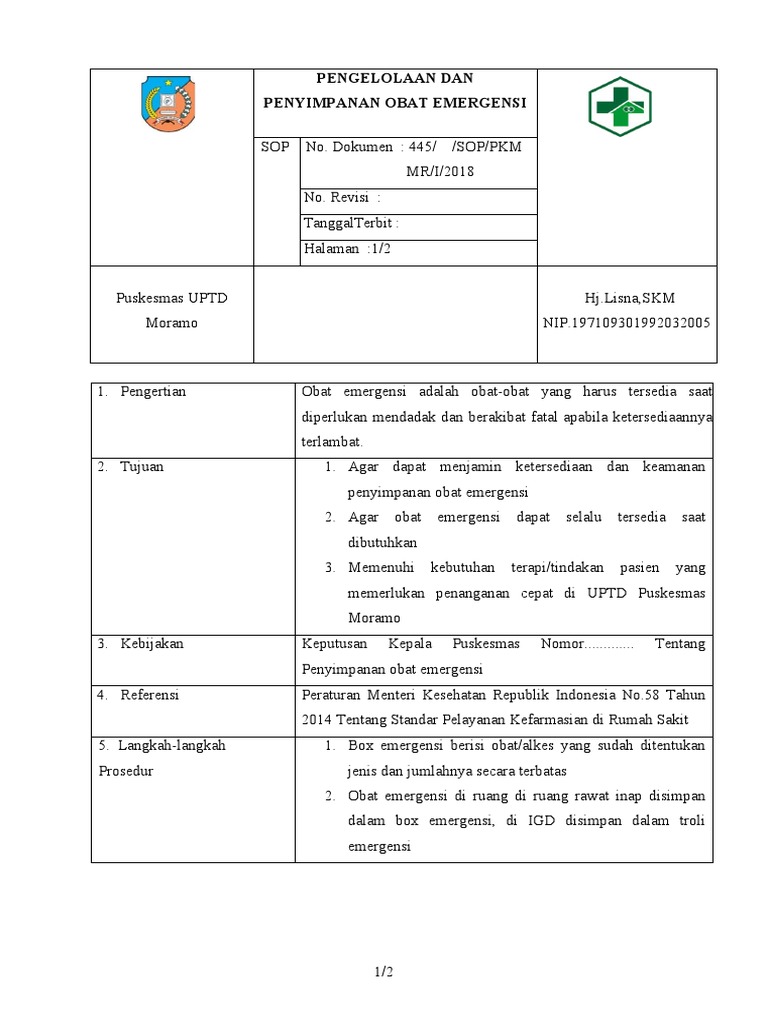 Pengelolaan Dan Penyimpanan Obat Emergensi Pdf