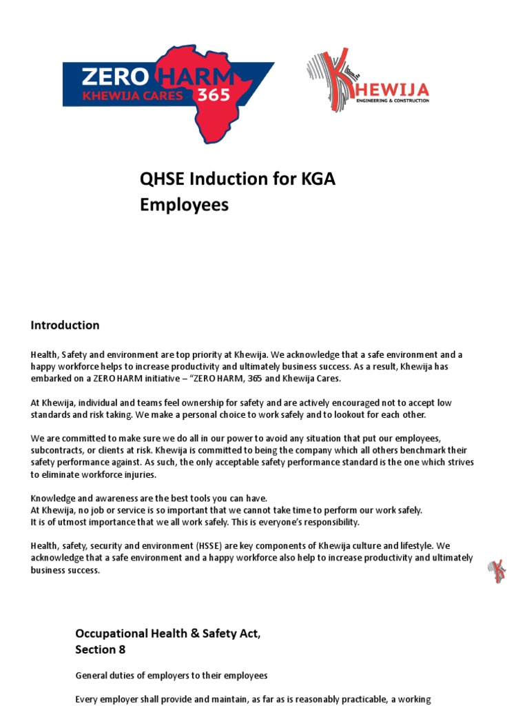 QHSE Induction KGA employees New | PDF | Iso 9000 | Occupational Safety ...