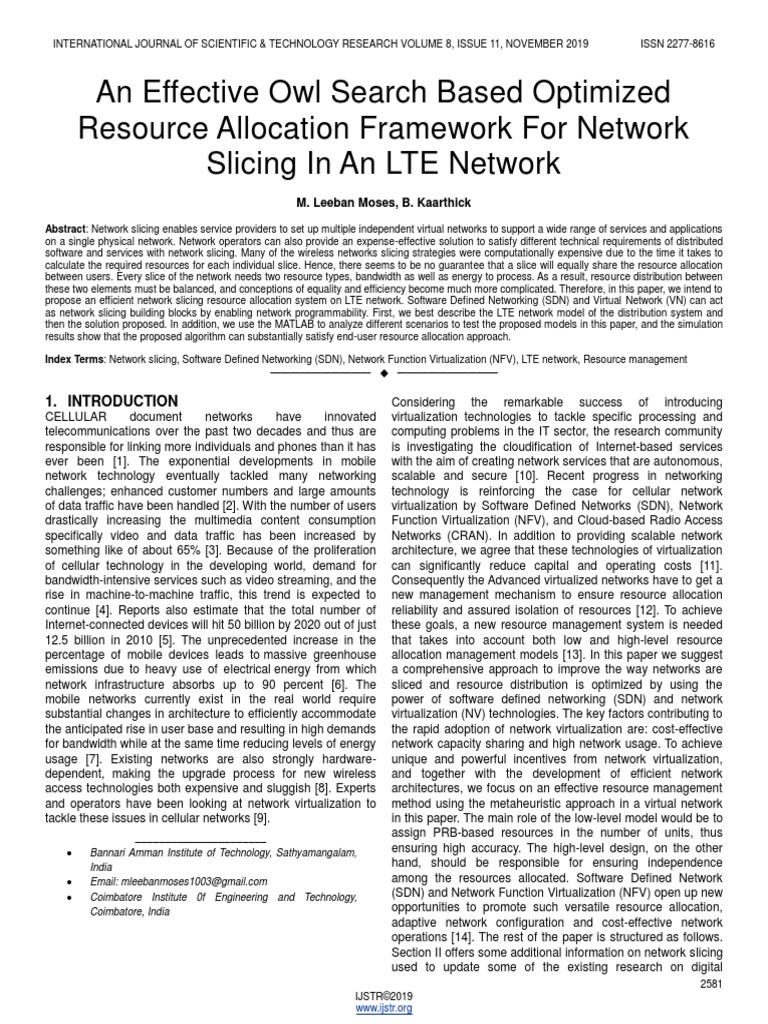 An Effective Owl Search Based Optimized Resource Allocation Framework For Network Slicing in An ...