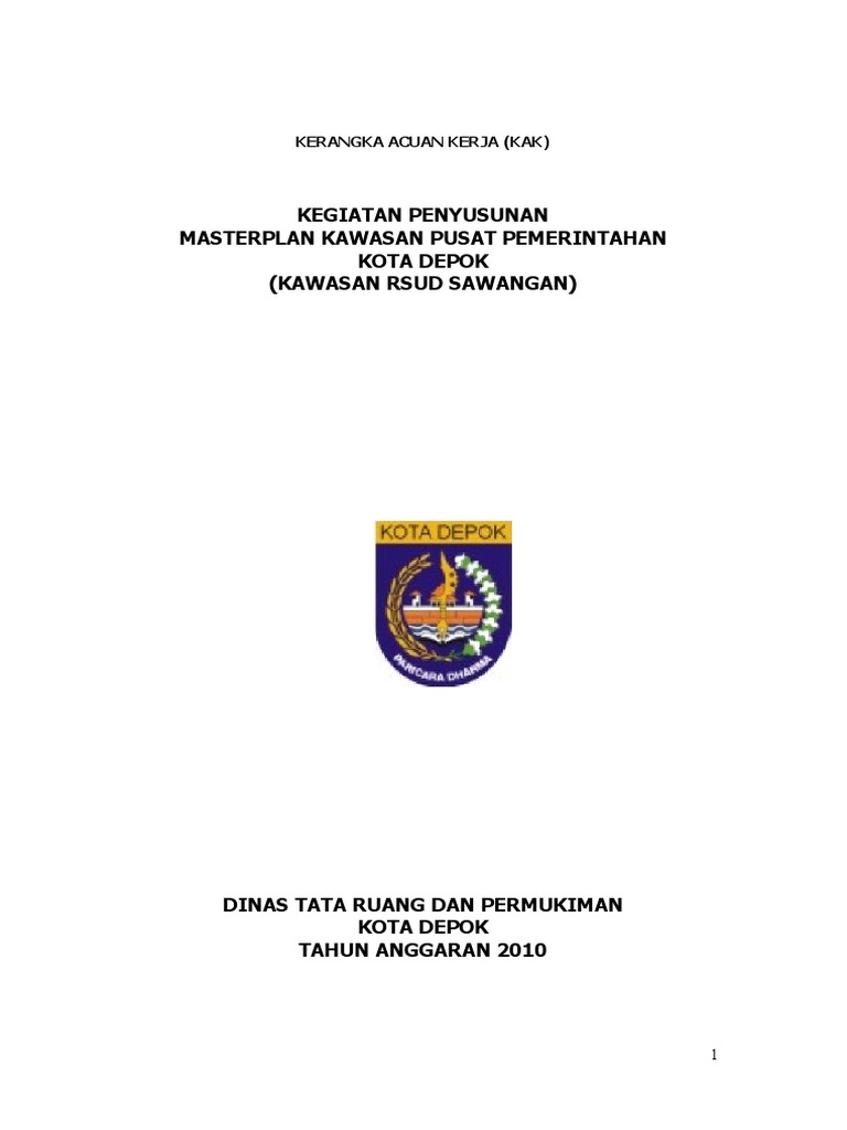 KAK - Masterplan Perkantoran Sawangan | PDF