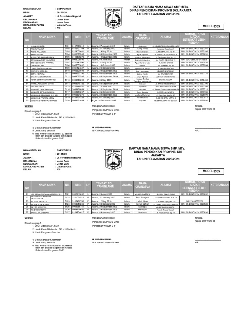 Format 8355 Kelas 8 Angkatan Chaka, Azzam Osis | PDF