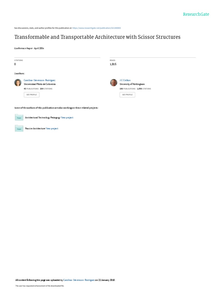 Transformable And Transportable Architecture With Scissors Structures Pdf Natural