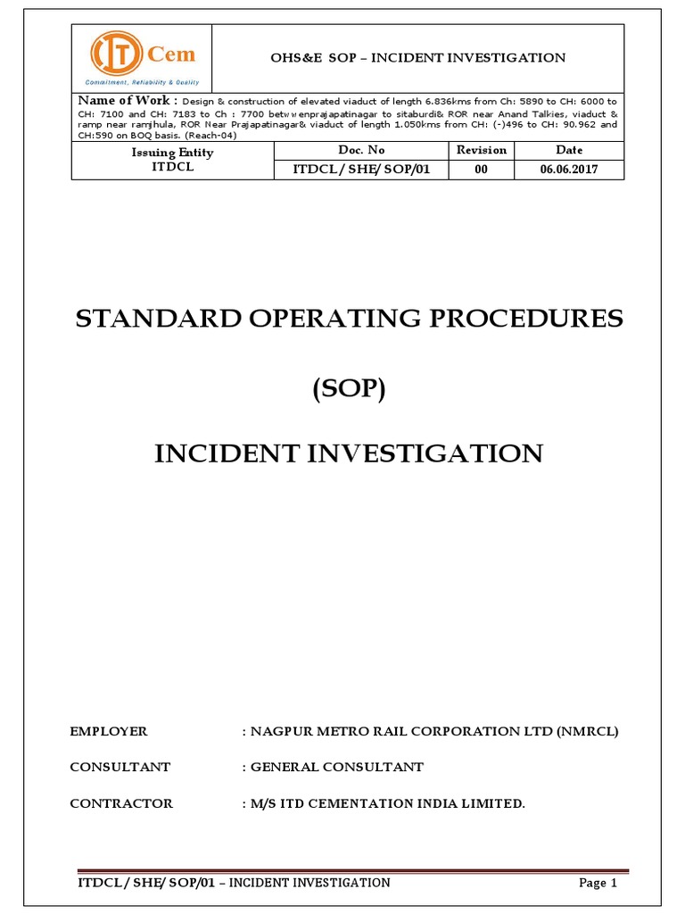 Sop - 01 - Incident Investigation | PDF