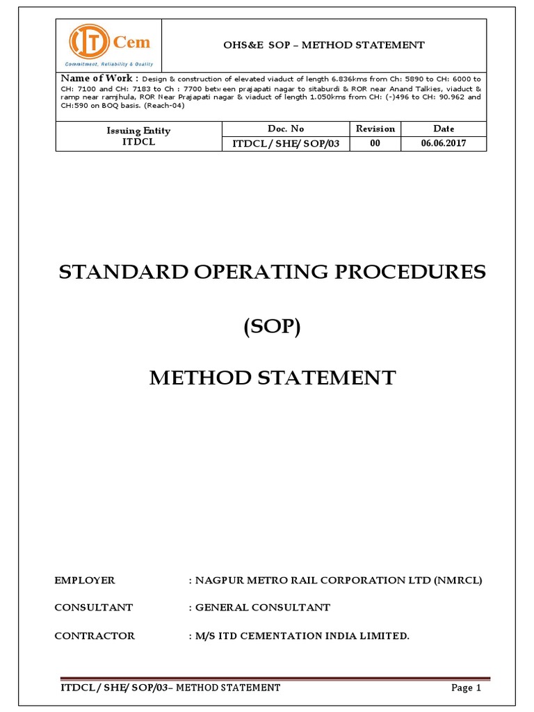 SOP - 03 - Method Statement | PDF SOP - 03 - Method Statement | PDF