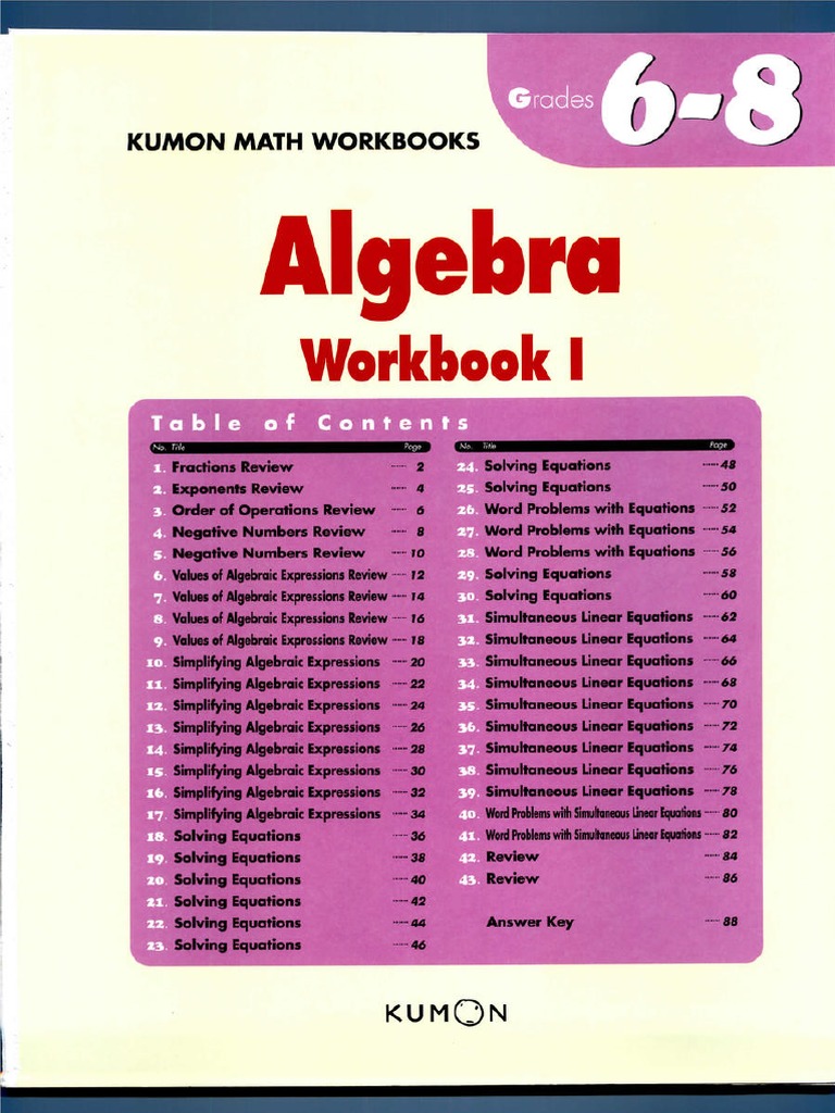 Toaz - Info Kumon Algebra 6 8192page PR | PDF