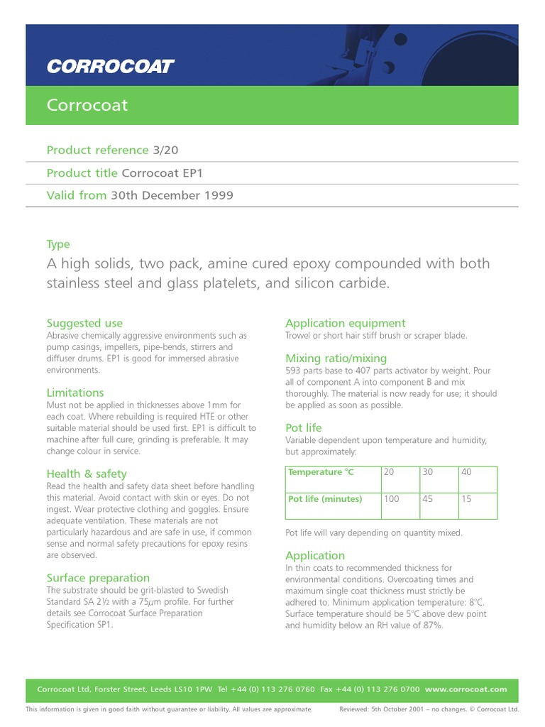 Corrocoat EP1 | PDF | Epoxy | Abrasive