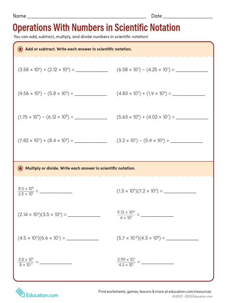 Scientific Notation Practice Sheet | PDF