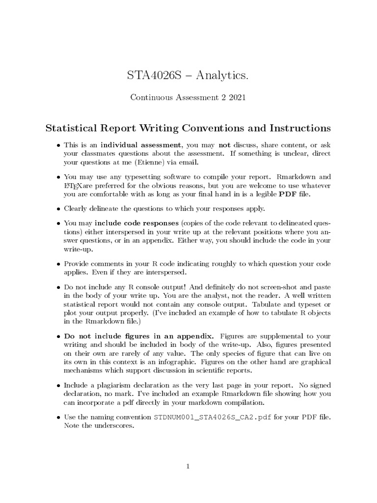 Statistical Report Writing Guide | PDF | Sensitivity Analysis | Applied ...