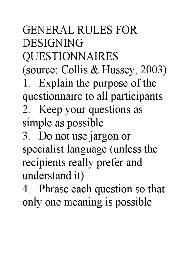 General Rules For Designing Questionnaires | PDF | Questionnaire | Question