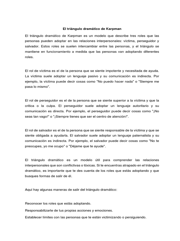 El Triángulo Dramático de Karpman | PDF