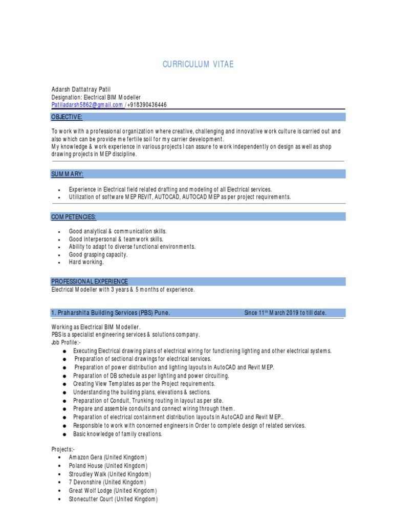 Adarsh CV | PDF | Autodesk Revit