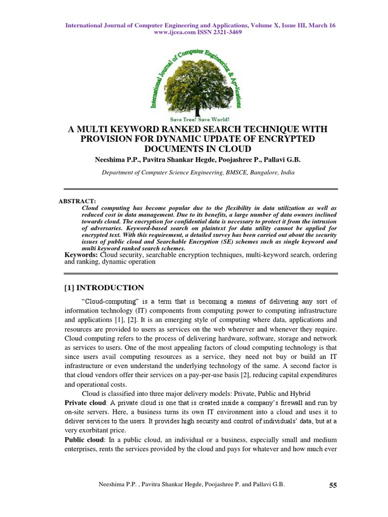 A Multikeyword Ranked Search Technique With Provision For Dynamic Update Of Encrypted Documents 