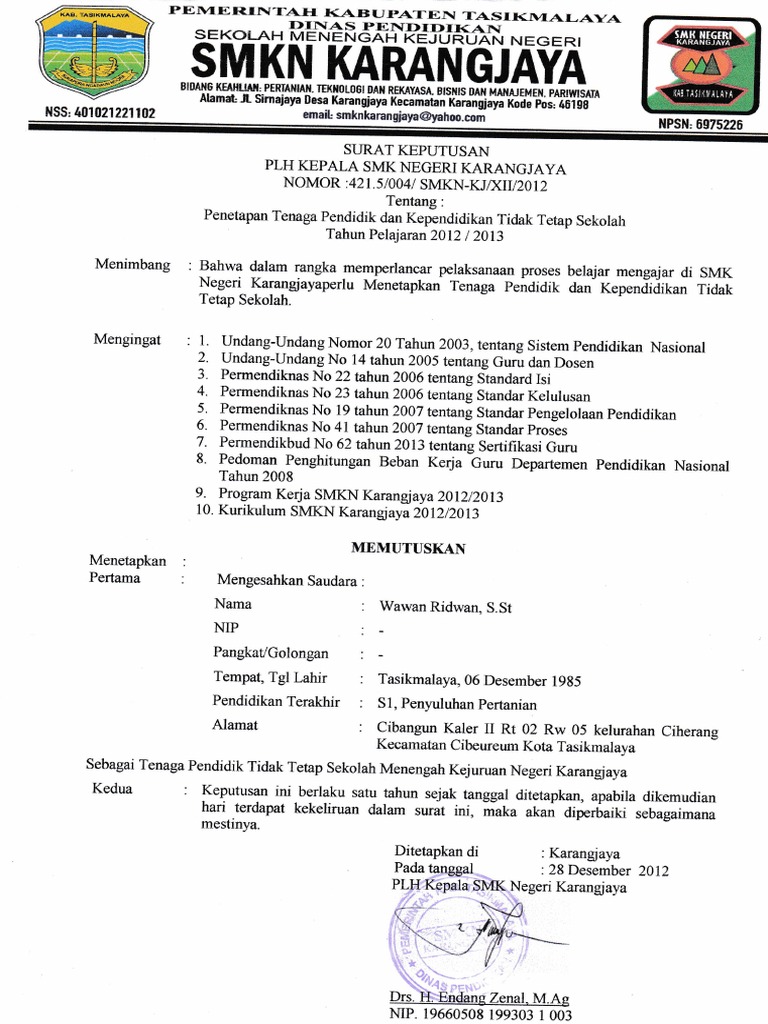 SK Pertama Wawan Ridwan-1 | PDF