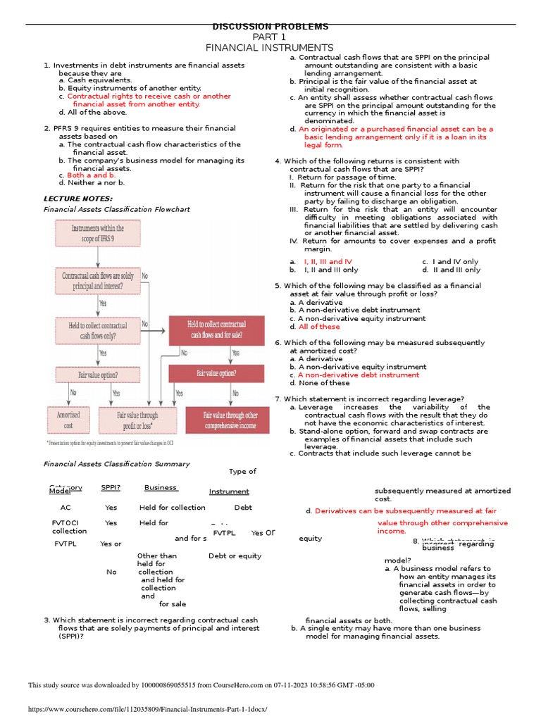 Financial Instruments Discussion Guide | PDF | Fair Value | Bonds (Finance)