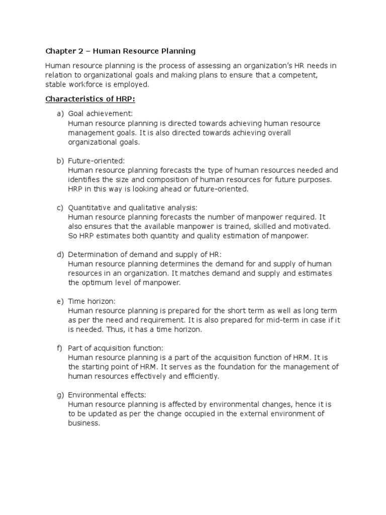 Chapter 2 - Human Resource Planning | PDF | Human Resource Management ...