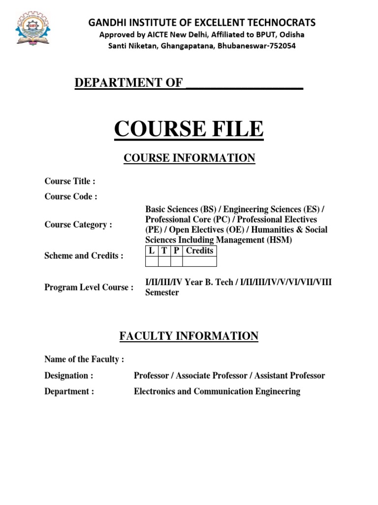 Course File Template - Ece | PDF | Engineering | Science