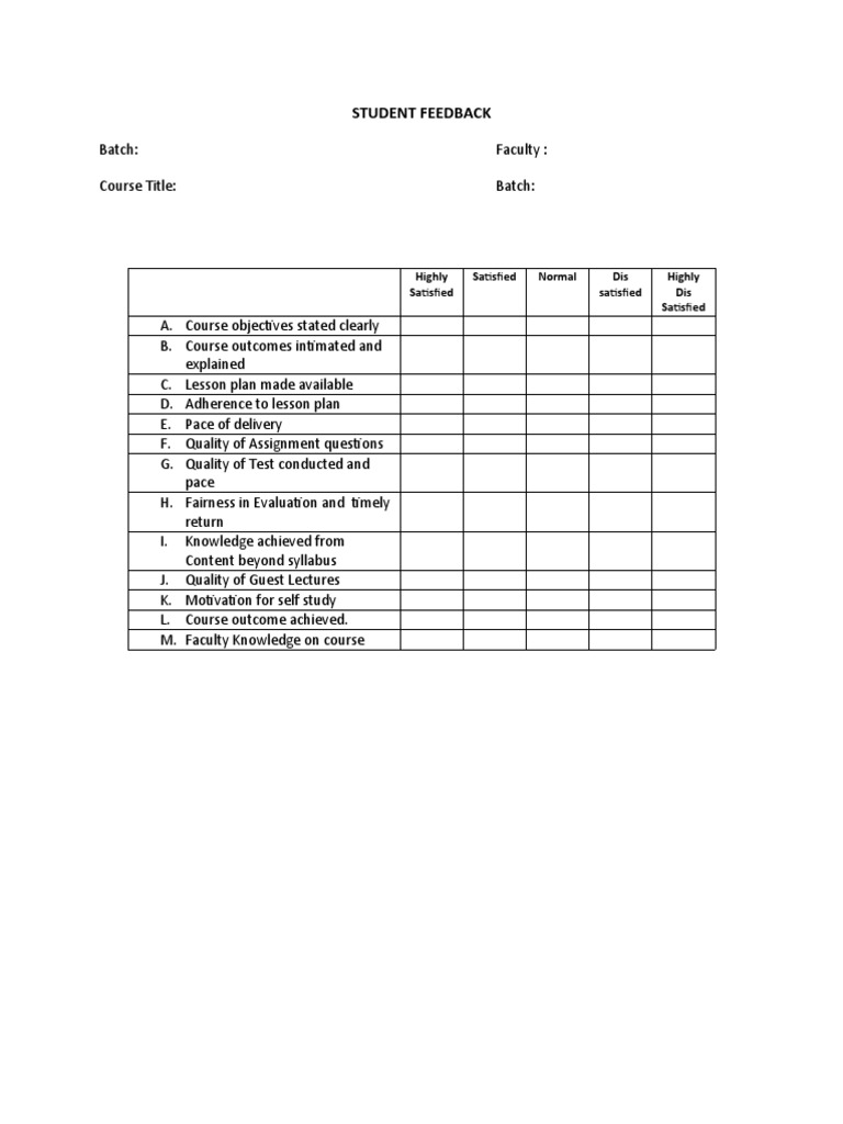 Feedback Form | PDF
