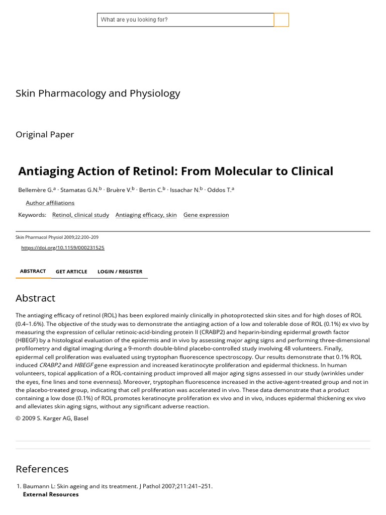Antiaging Action of Retinol - From Molecular To Clinical - Epidermis Thickening | PDF