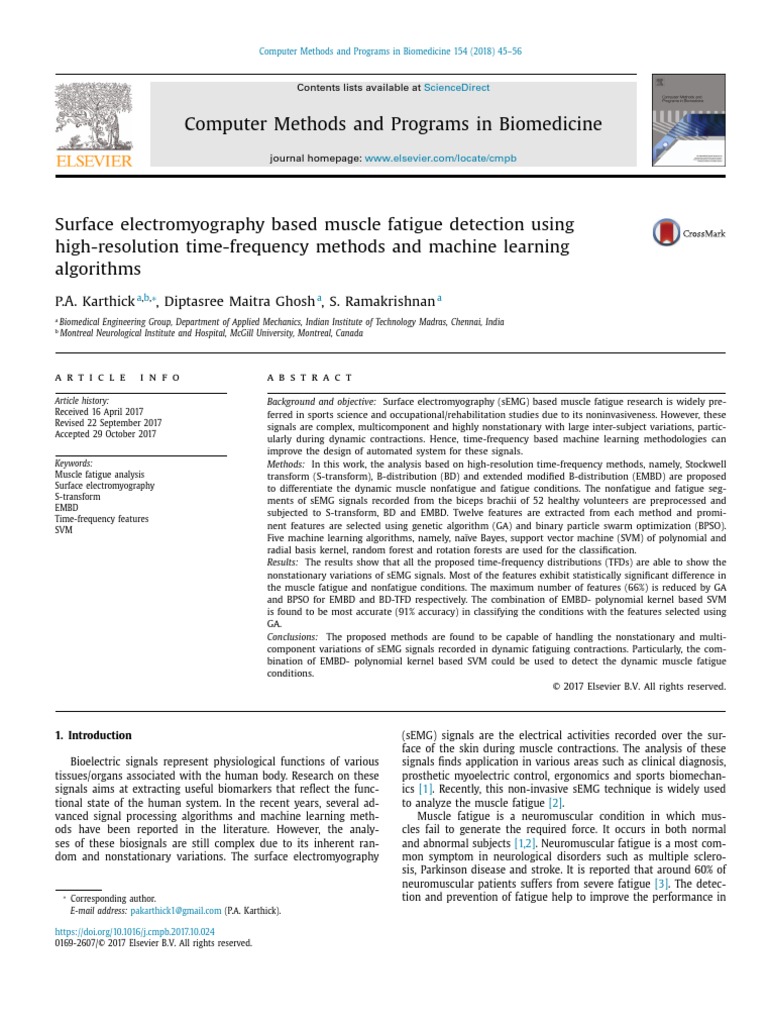 Surface Electromyography Based Muscle Fatigue Detection Using High-Resolution Time-Frequency ...