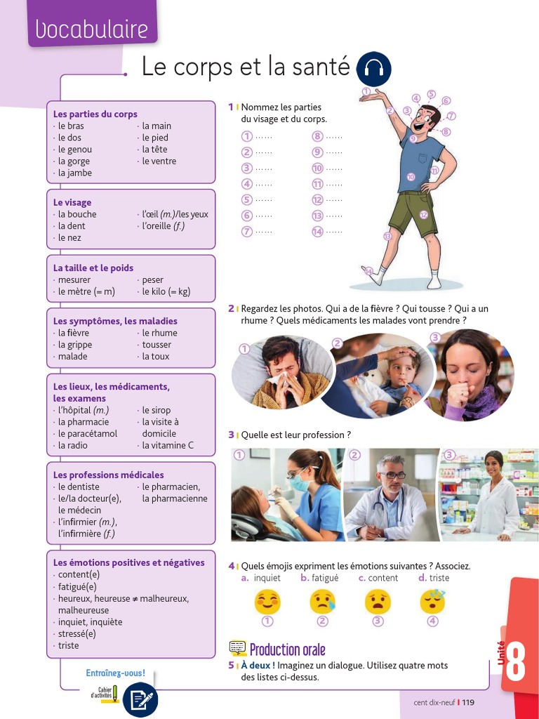 Vocabulaire : Corps et Santé | PDF | Rhume | Maladies et troubles