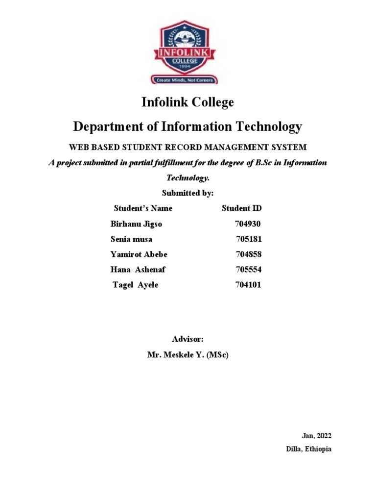 Infolink College Department of Information Technology | PDF