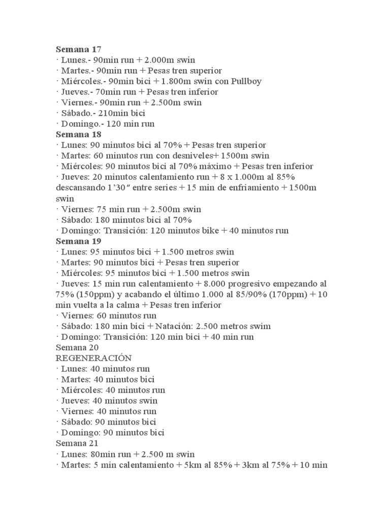 Entreno 38 Semanas Ironman | PDF