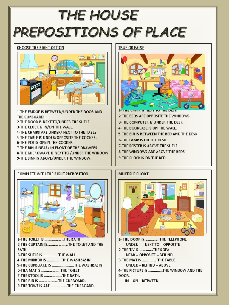 Prepositions of Place Exercises | PDF