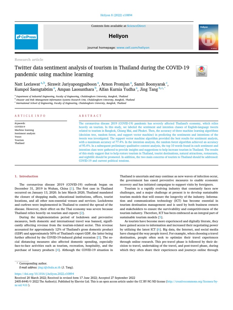 Twitter Data Sentiment Analysis of Tourism in Thailand During the COVID ... Twitter Data Sentiment Analysis of Tourism in Thailand During the COVID ...