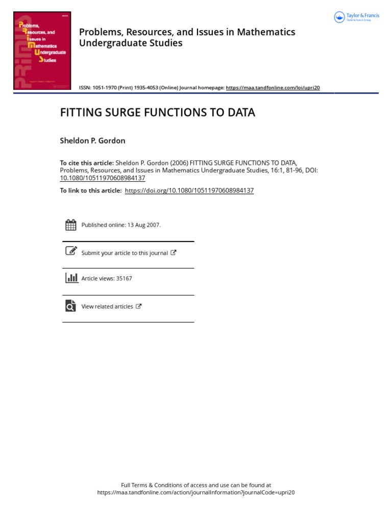 Fitting Surge Functions To Data | PDF
