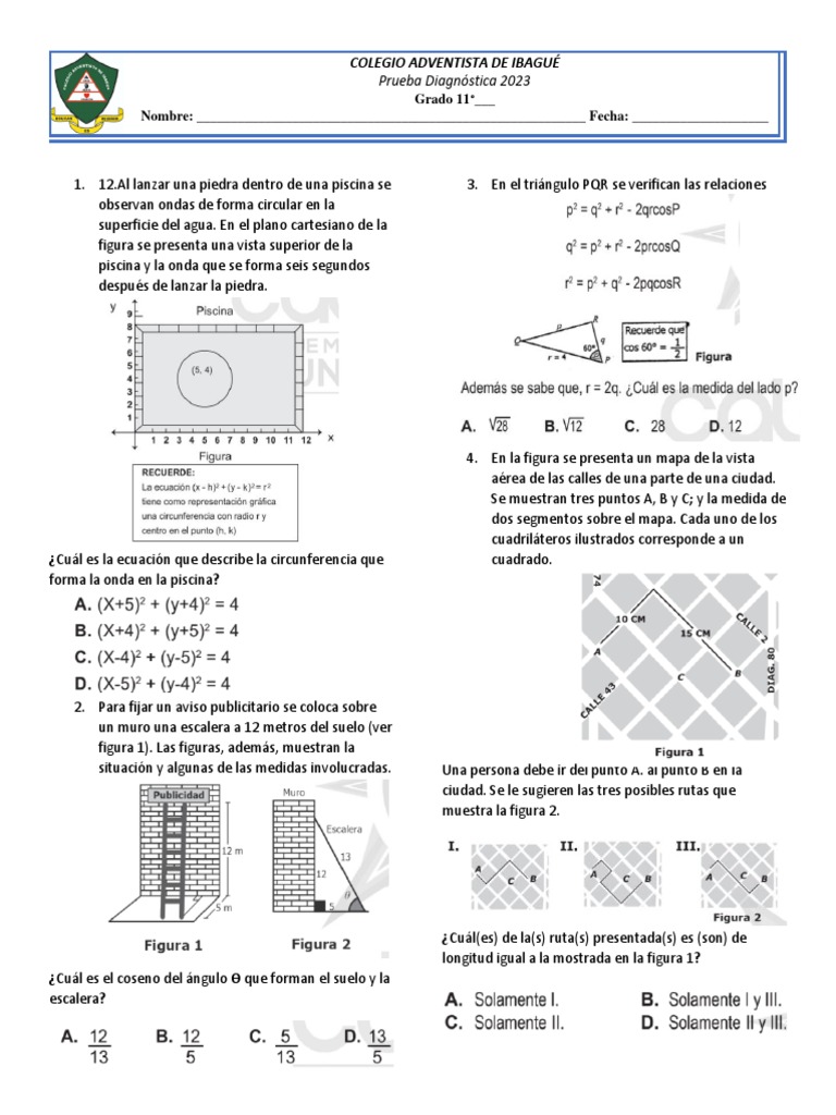 11°-Prueba Diagnóstica | PDF | Triángulo | Olas