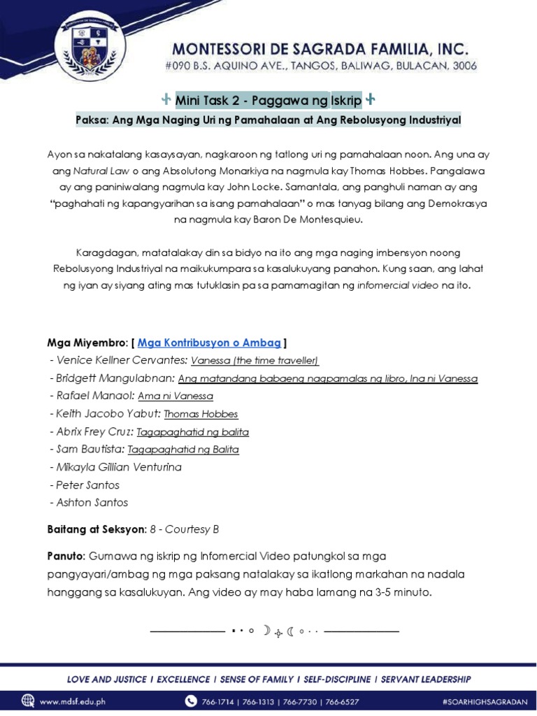GROUP SPICES: Mini Task 2 - Paggawa NG Script | PDF